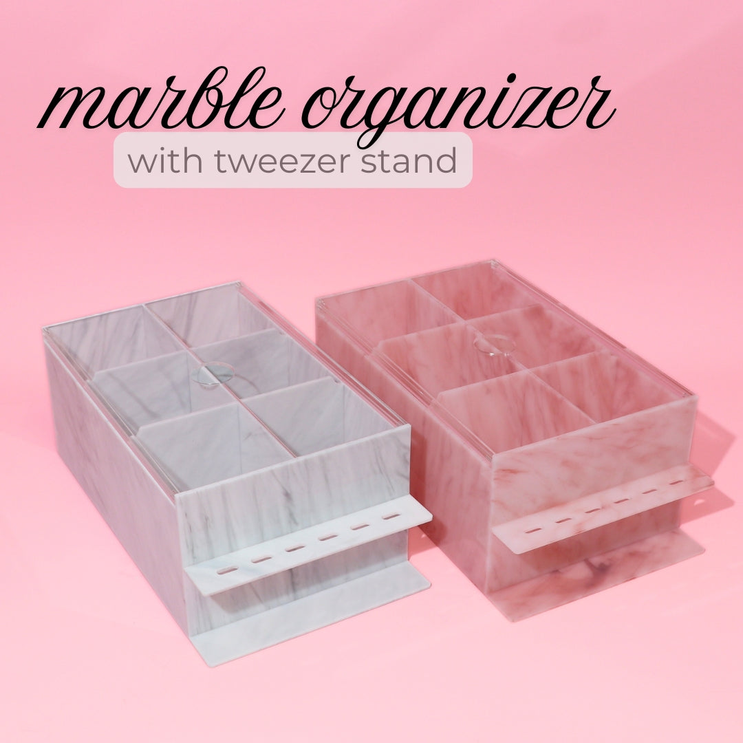 Acrylic Organizer | Marble Organizers with Tweezer Stand | The Lash Co ...